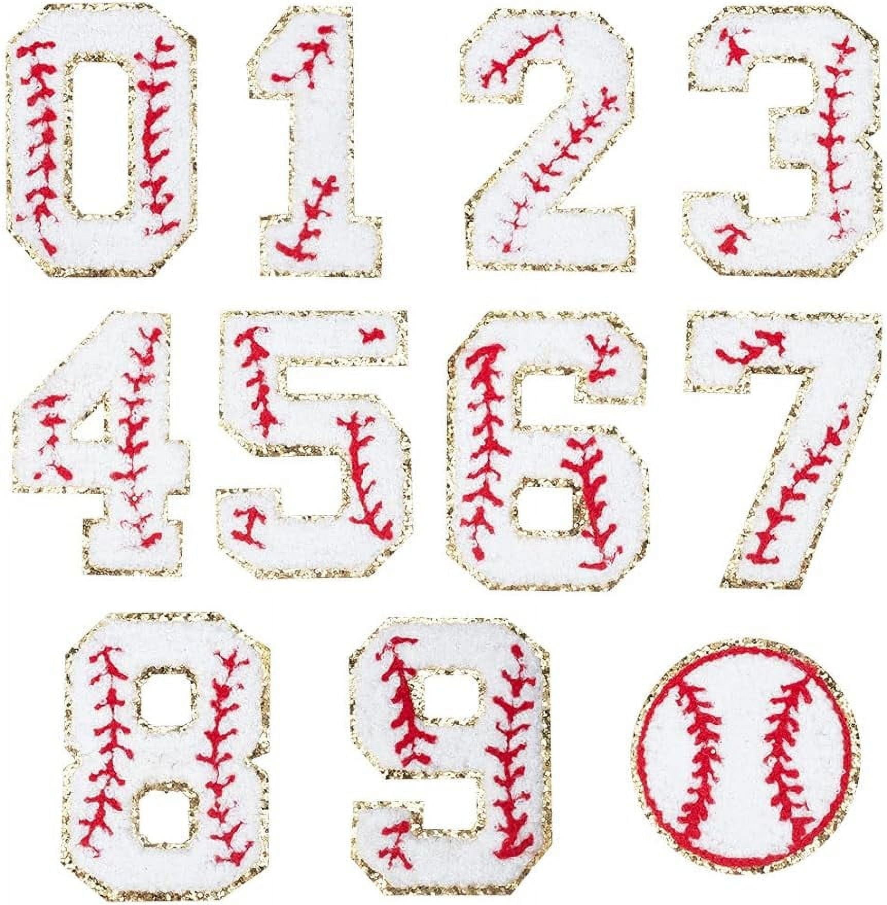 1Bag 11Pcs Number Iron on Patches 0-9 Numbers Flat Tennis Shaped ...
