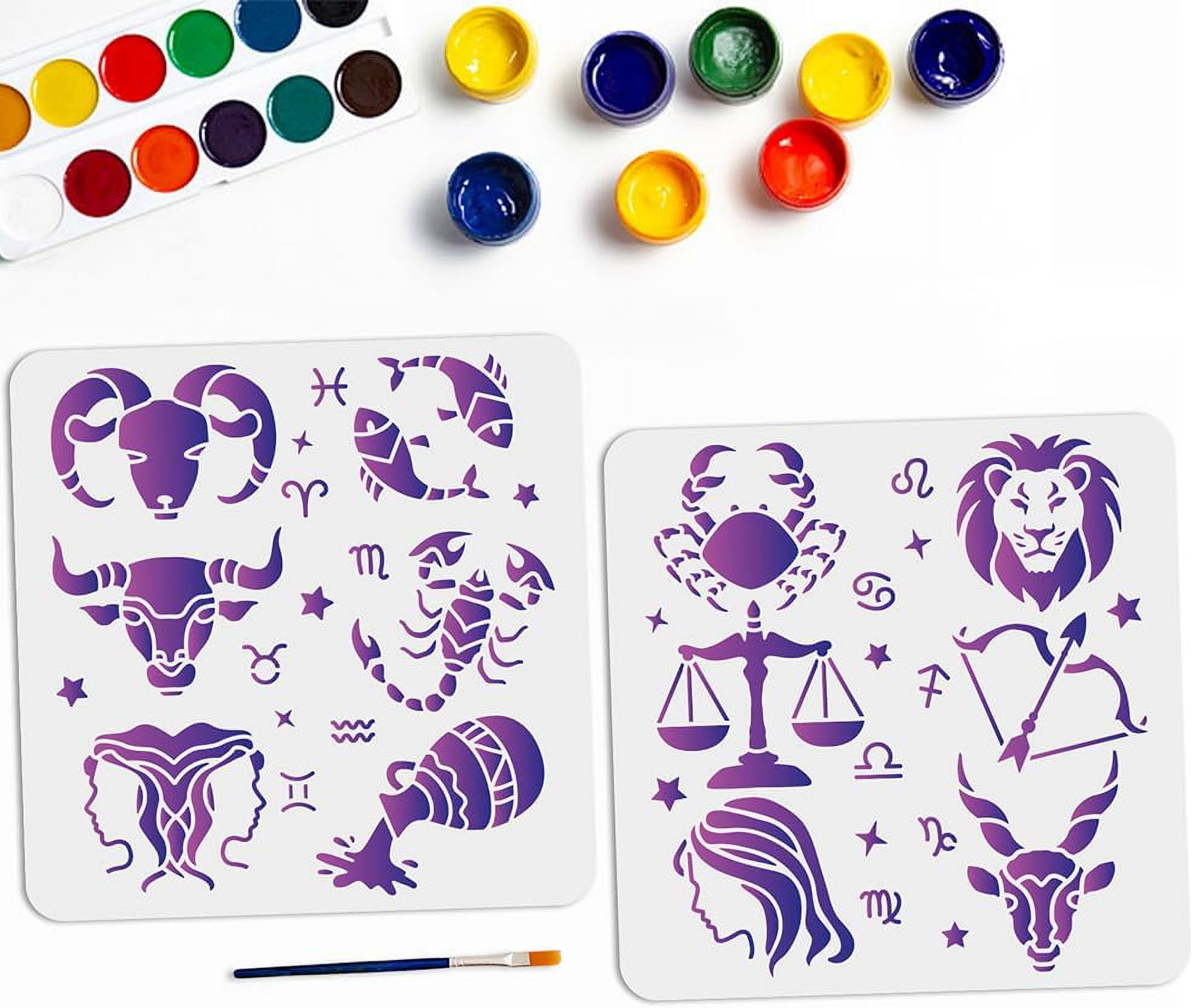 1bag 12 Zodiac Signs Stencil 11.8×11.8inch 12 Constellations Craft ...