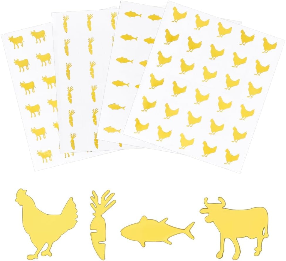 1Bag 1200pcs 4 Styles Gold Meal Stickers 0.8 Inch Food Choice Sticker ...