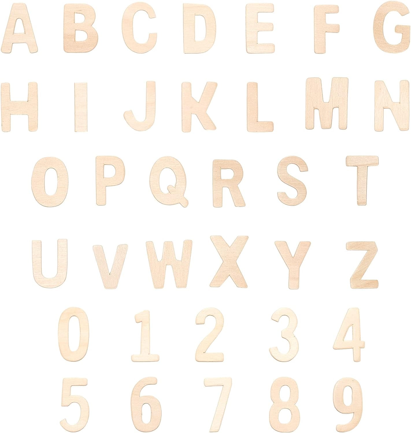 1Bag 180 Pcs Wooden Letter Number Set Unfinished Wood Ornament Alphabet ...