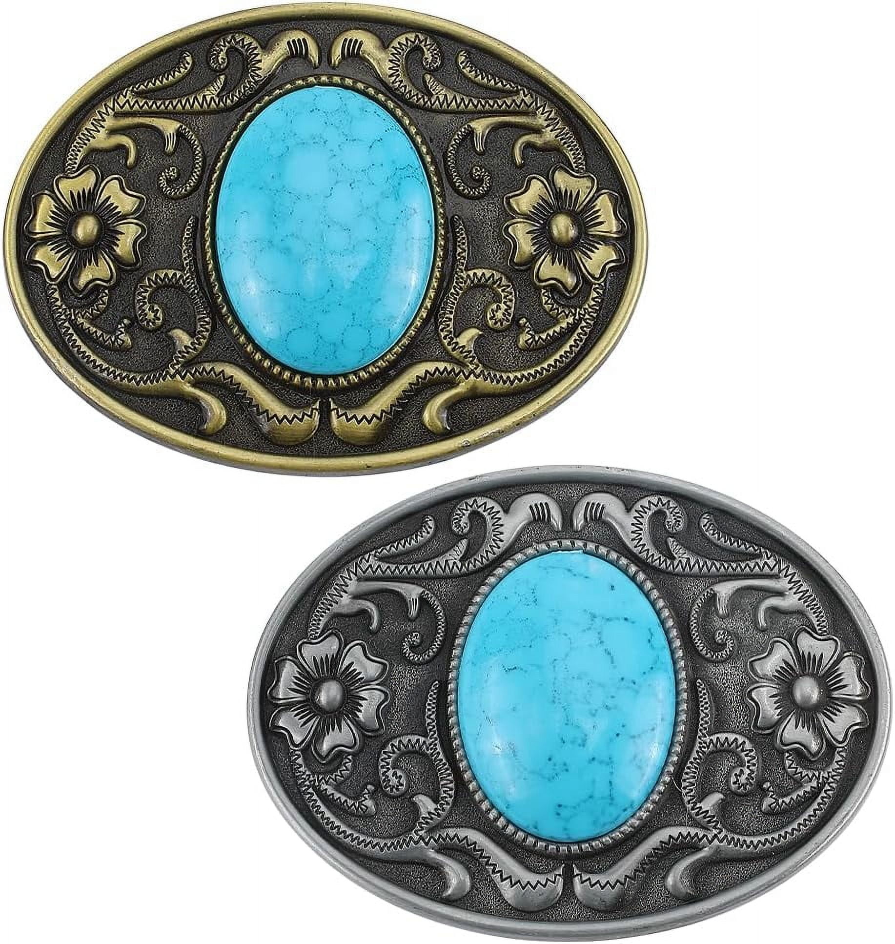 1Bag 2 Colors Western Turquoise Stone Belt Buckle 90×66Mm American ...