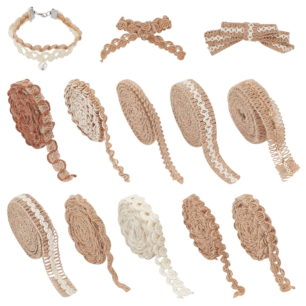 1Bag 20m 10 styles Burlap Ribbon Hessian Ribbon Jute Ribbon for Jewelry ...