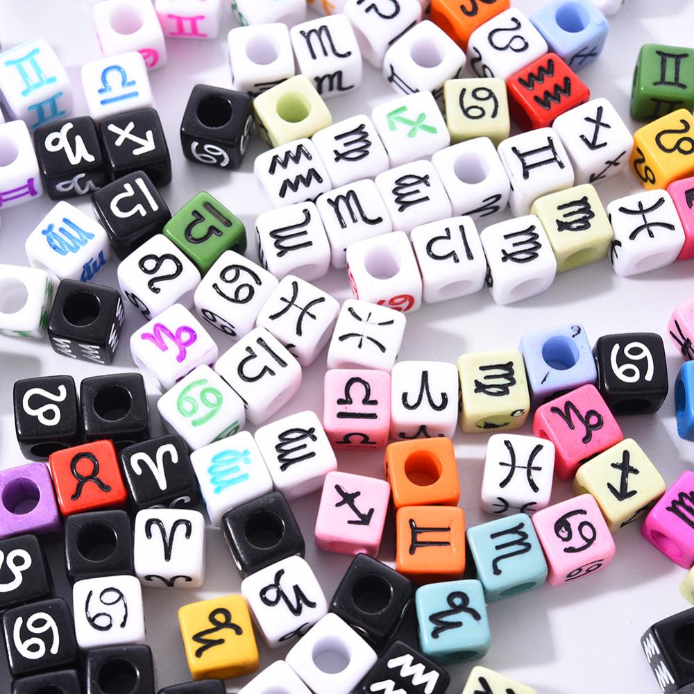 1Bag 240Pcs 6 Style Opaque Acrylic European Beads Large Hole Cube with ...