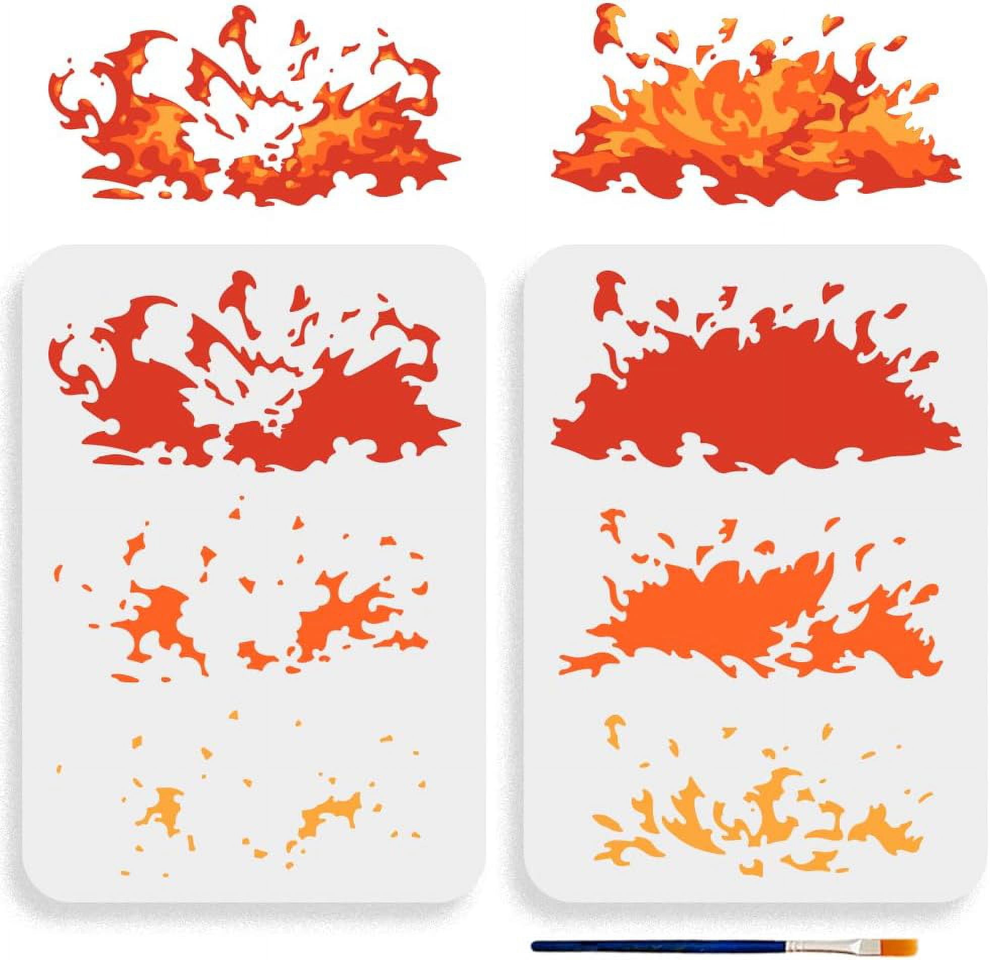 1Bag 2pcs Layered Flame Stencil 11.7×8.3inch A4 Fire Stencil Template ...