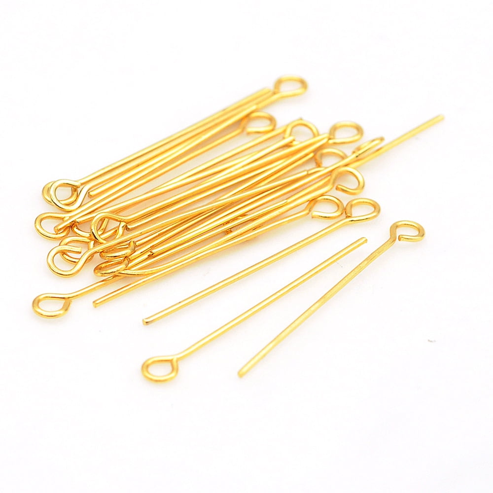 1Bag 304 Stainless Steel Eye Pins Golden 40x3.5x0.6mm Hole: 2mm about ...