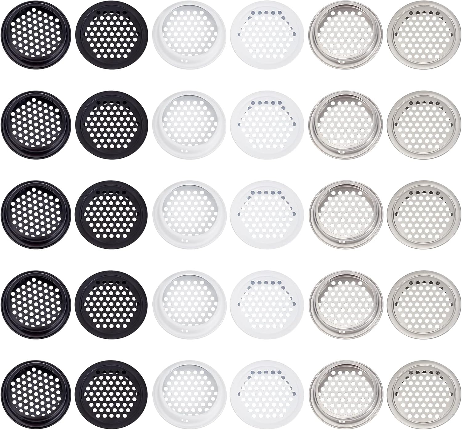 1Bag 30Pcs 3 Colors 201 Stainless Steel Round Mesh Lid for Cabinet ...