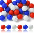 1Bag 30Pcs 3 Colors Silicone Beads Round Rubber Bead 15MM Loose Spacer ...