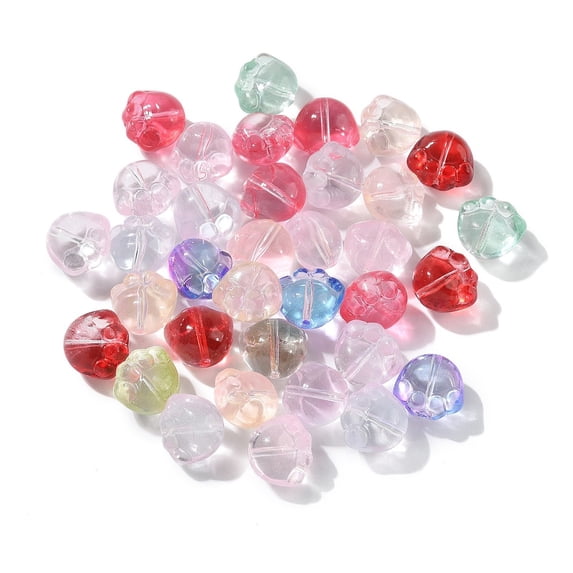 1Bag 35Pcs Transparent Spray Painted Glass Beads Cat Paw Print Mixed ...