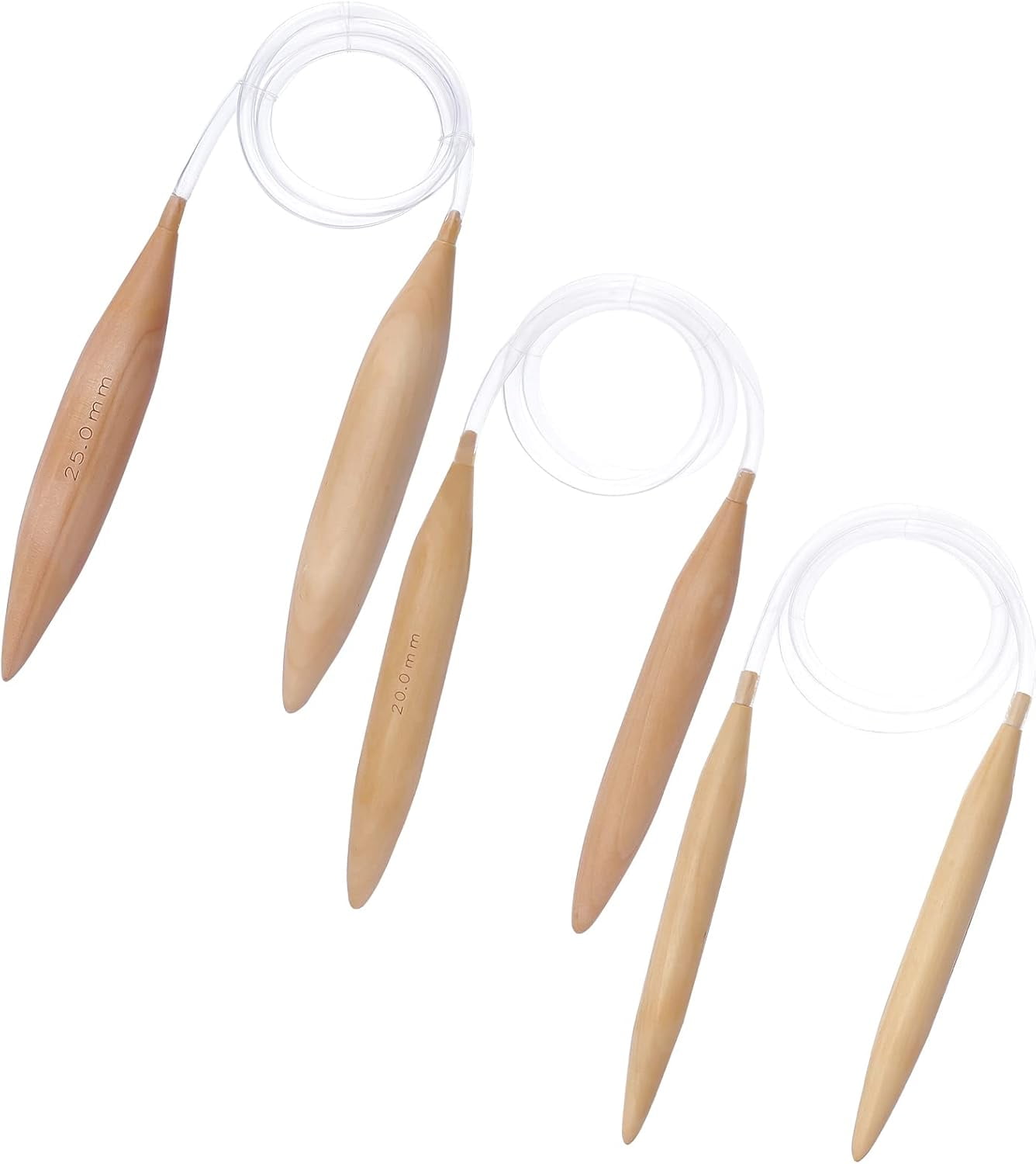 1Bag 3Pcs Bamboo Wooden Circular Knitting Needles Double Pointed Round ...