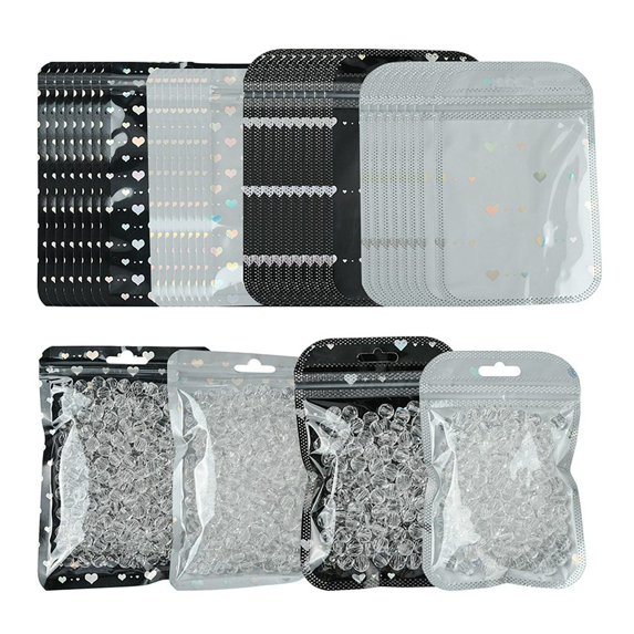 1Bag 40Pcs 4 Styles Rectangle Laser Plastic Zip Top Gift Bags Self ...
