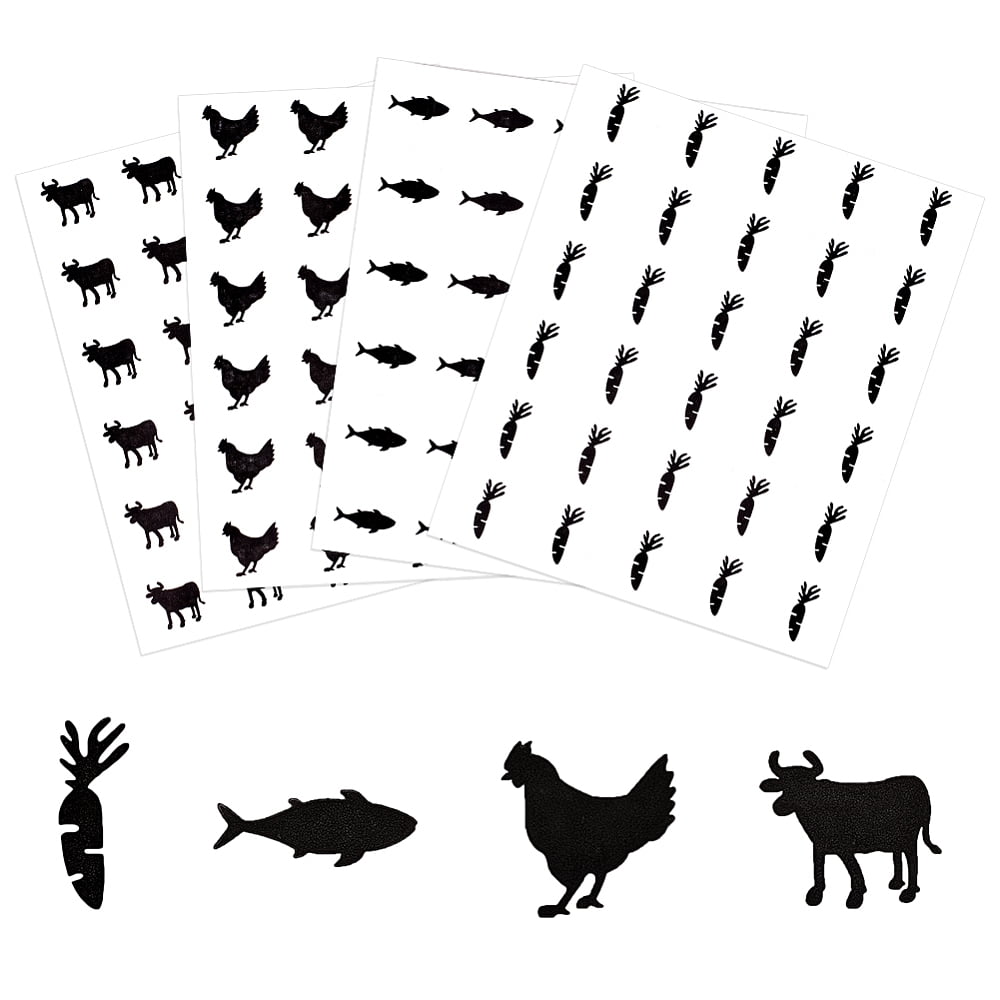 1Bag 480pcs 4 Styles Black Meal Stickers 1.5 inch Food Choice Sticker ...
