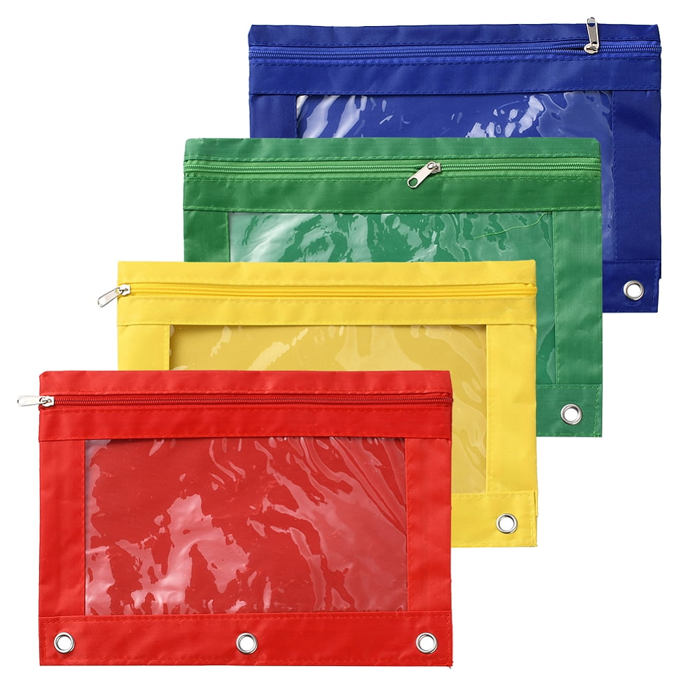 1Bag 4Pcs 4 Colors Oxford Cloth with Alloy Pen Cases for 3-Ring Binder ...