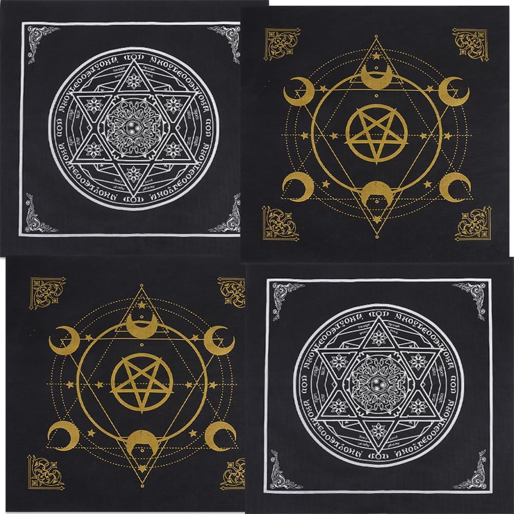 1Bag 4Pcs Altar Cloth Pentagram Star Moon Tarot Table Cloth Table Witchcraft Tapestry Tablecloth ...