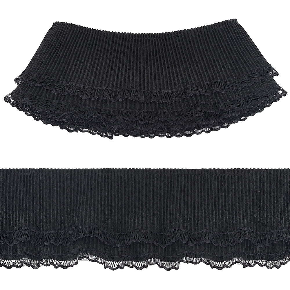 1Bag 5 yards Double Layer Polyester Pleated Lace Ribbon Wave Edge Lace ...