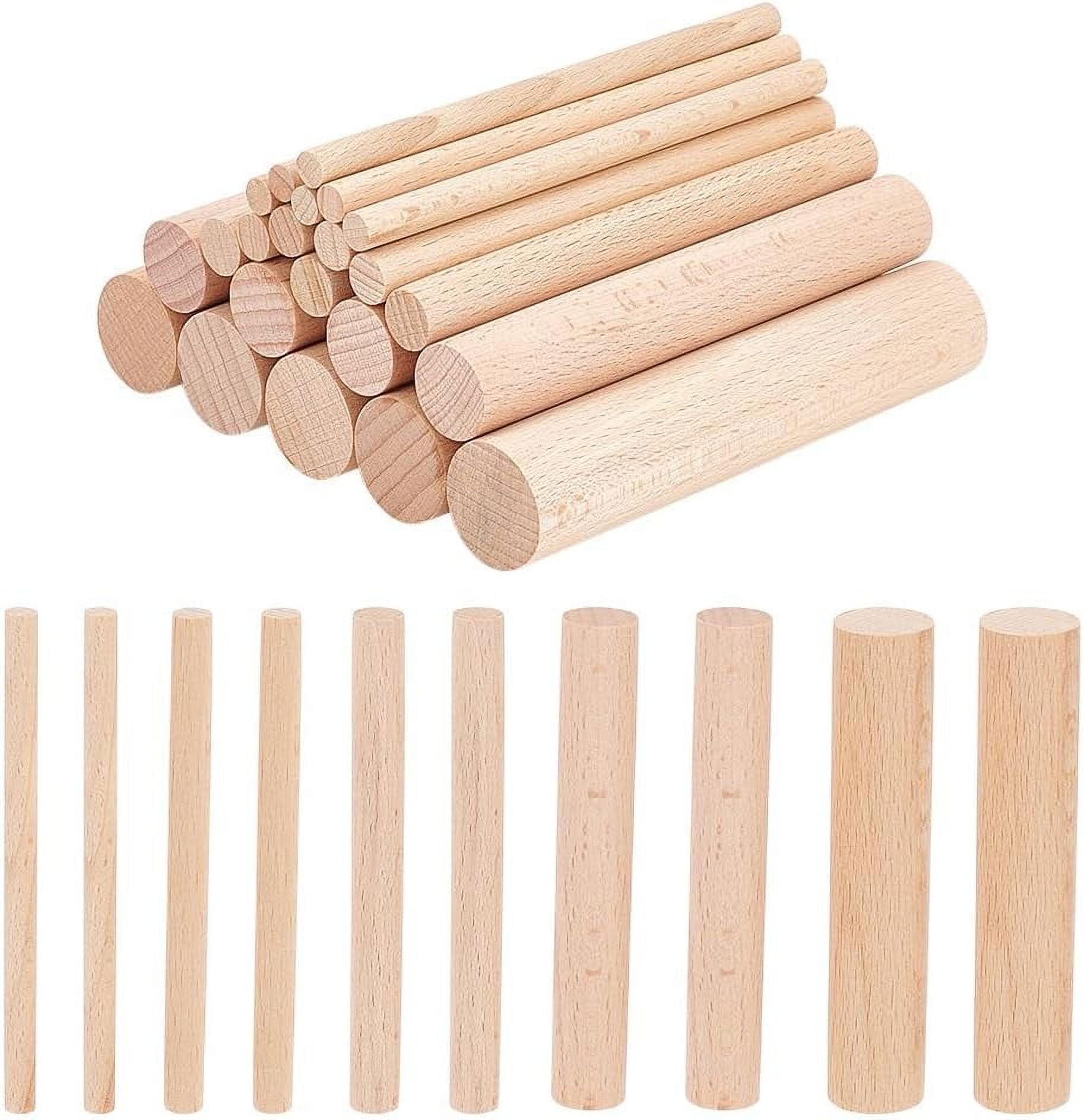 1Bag 50 Pcs 5 Sizes Wooden Small Cylinder 3.94x0.24-0.79 Inch ...