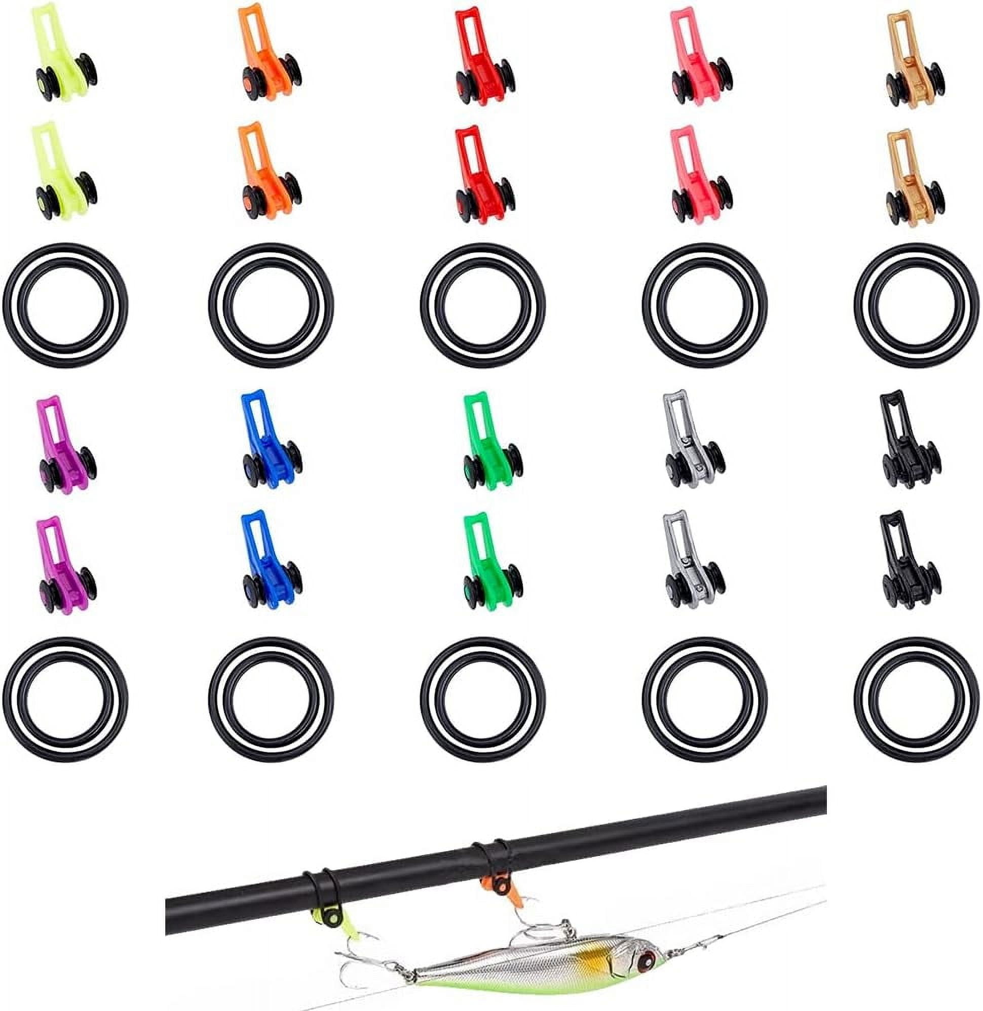 1Bag 50 Sets 10 Colors Plastic & Silicone O-Rings Fishing Rod Pole Hook Keeper Sets Fishing Rod ...