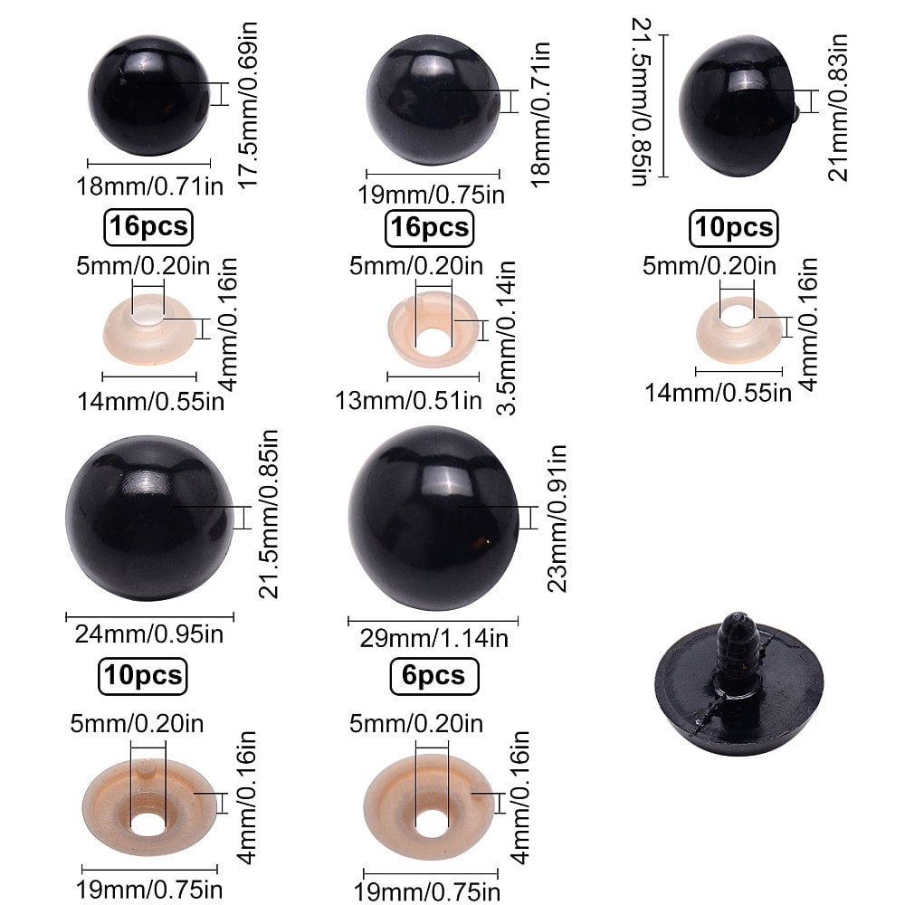 1Bag 58 Sets 5 Style Plastic Doll Craft Eyes Stuffed Toy Eyes with ...