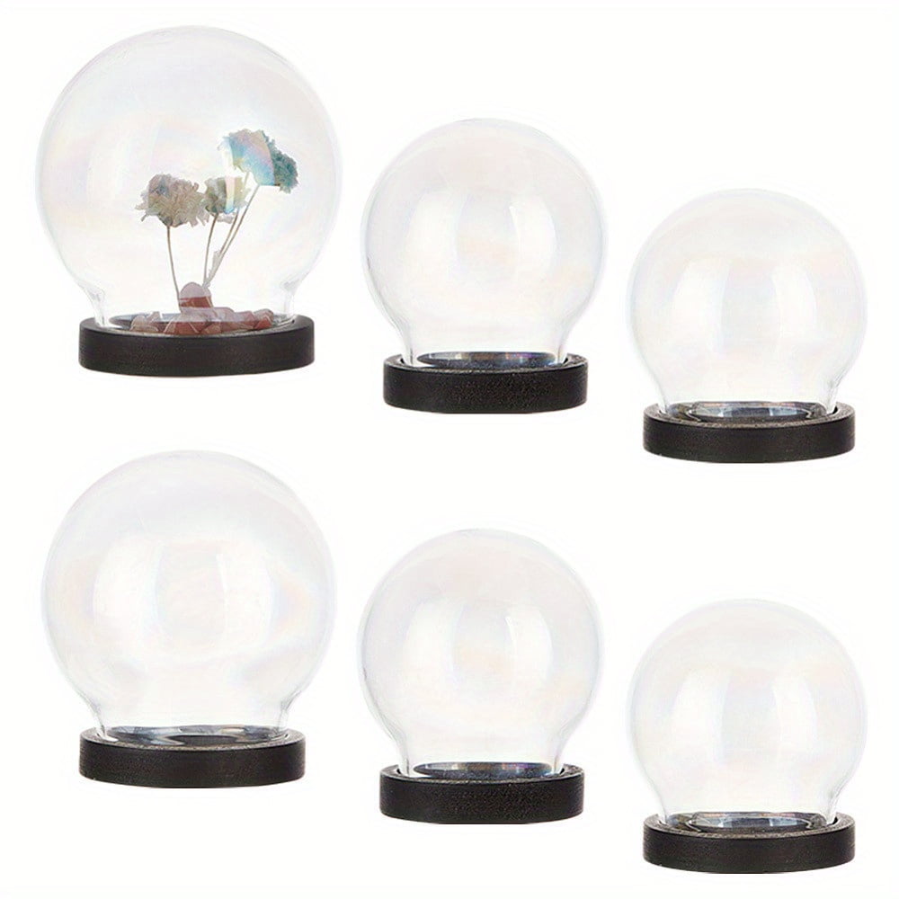 1Bag 6 Sets 3 Style Iridescent Glass Dome Cover Decorative Display Case ...