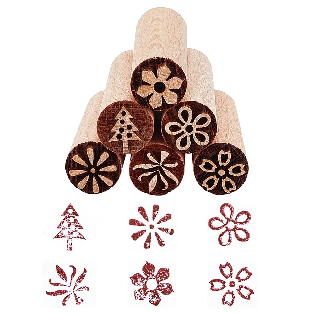 1Bag 6Pcs 6 Styles Round Wooden Traditional Chinese Moon Cake Stamps ...