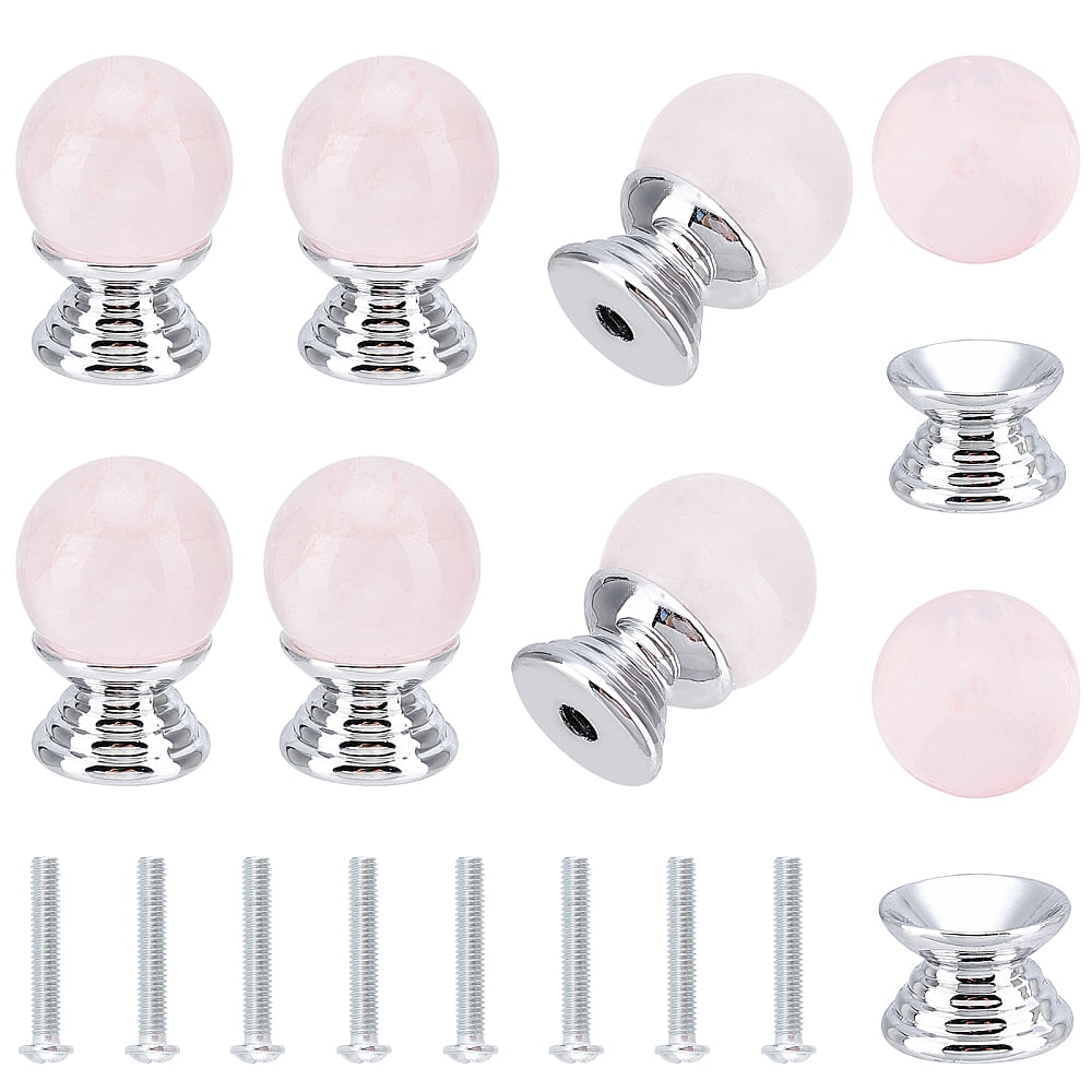 1Bag 8 Pack Rose Quartz Dresser Drawer Knobs 16mm Crystal Ball Closet ...
