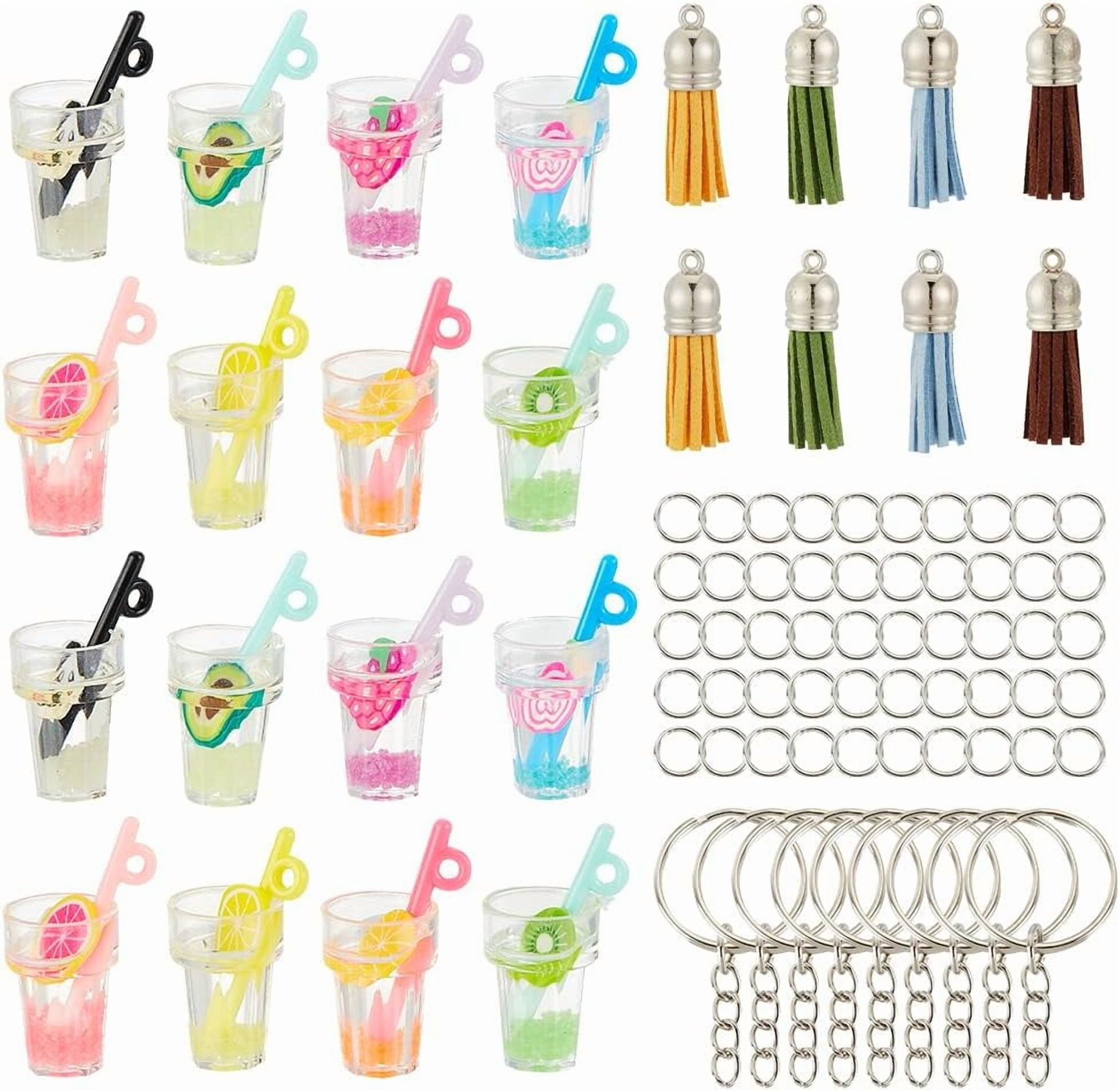 1Bag 98Pcs 8 Style Fruit Tea Keychain Making Kit Luminous Cup with ...