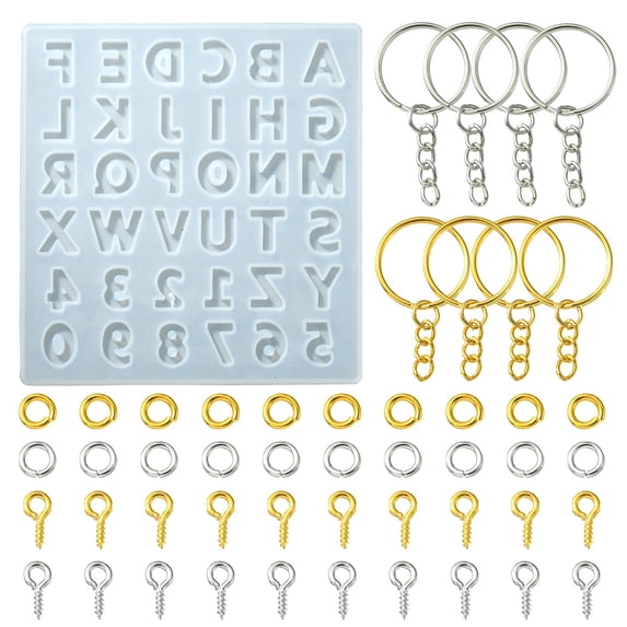 1Bag DIY Keychain Making Kits Inlcluding Alphabet & Number Pendant ...