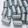 1Bag Electroplate Glass Beads Column with Triangle Pattern Aquamarine ...