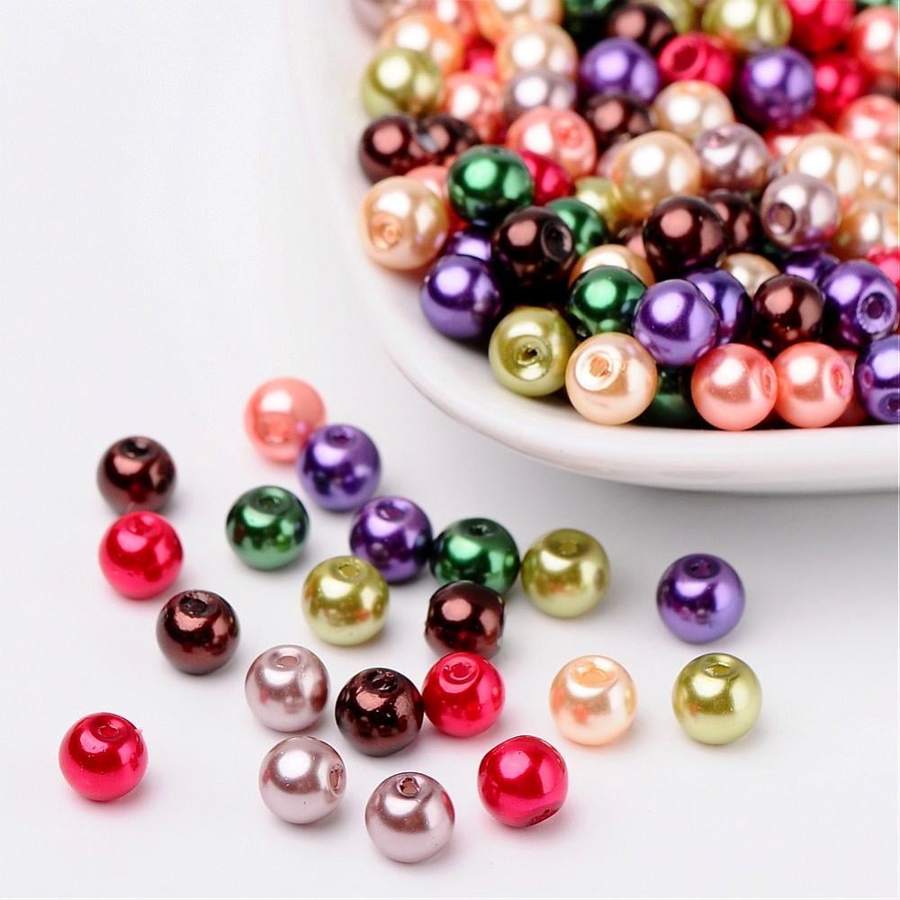 1Bag Fall Mix Pearlized Glass Pearl Beads Mixed Color 6mm Hole: 1mm ...