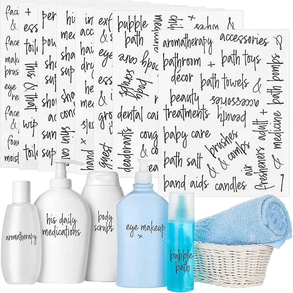 1Bag PVC Adhesive Sticker Black Word for Bathroom Can Label White 26 ...