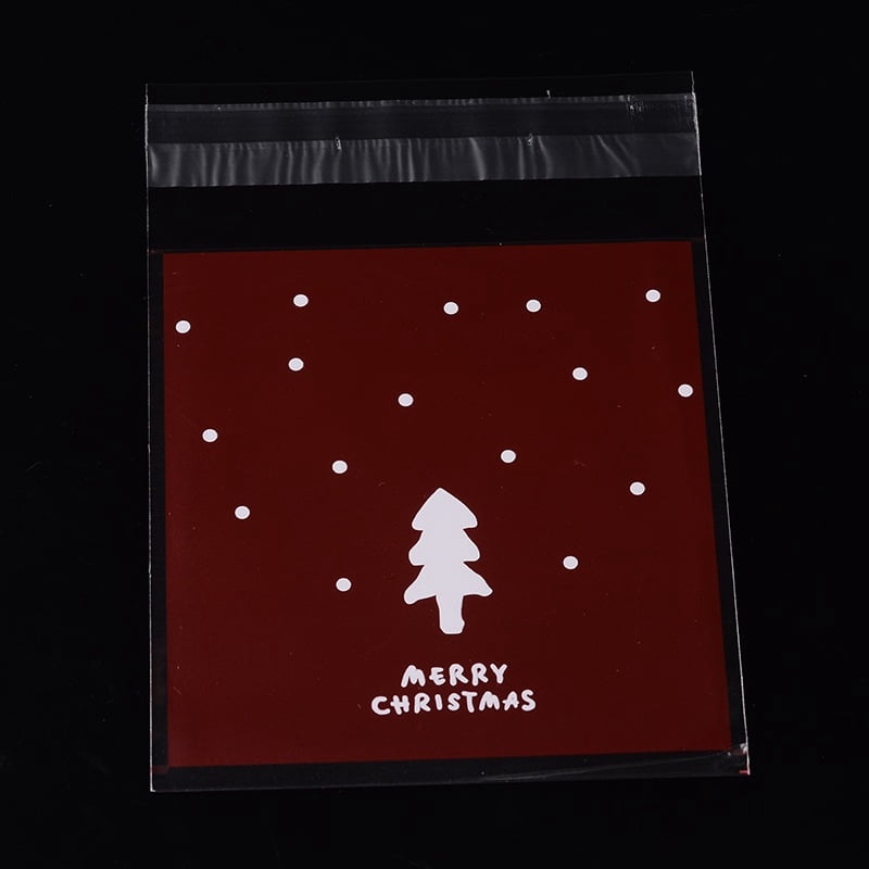 1Bag Rectangle OPP Cellophane Bags for Christmas with Tree Pattern Dark ...