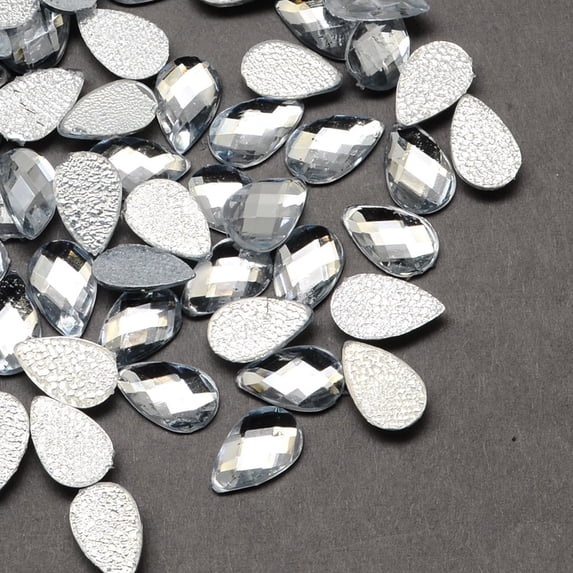 1Bag Transparent Faceted teardrop Acrylic Hotfix Rhinestone Flat Back ...
