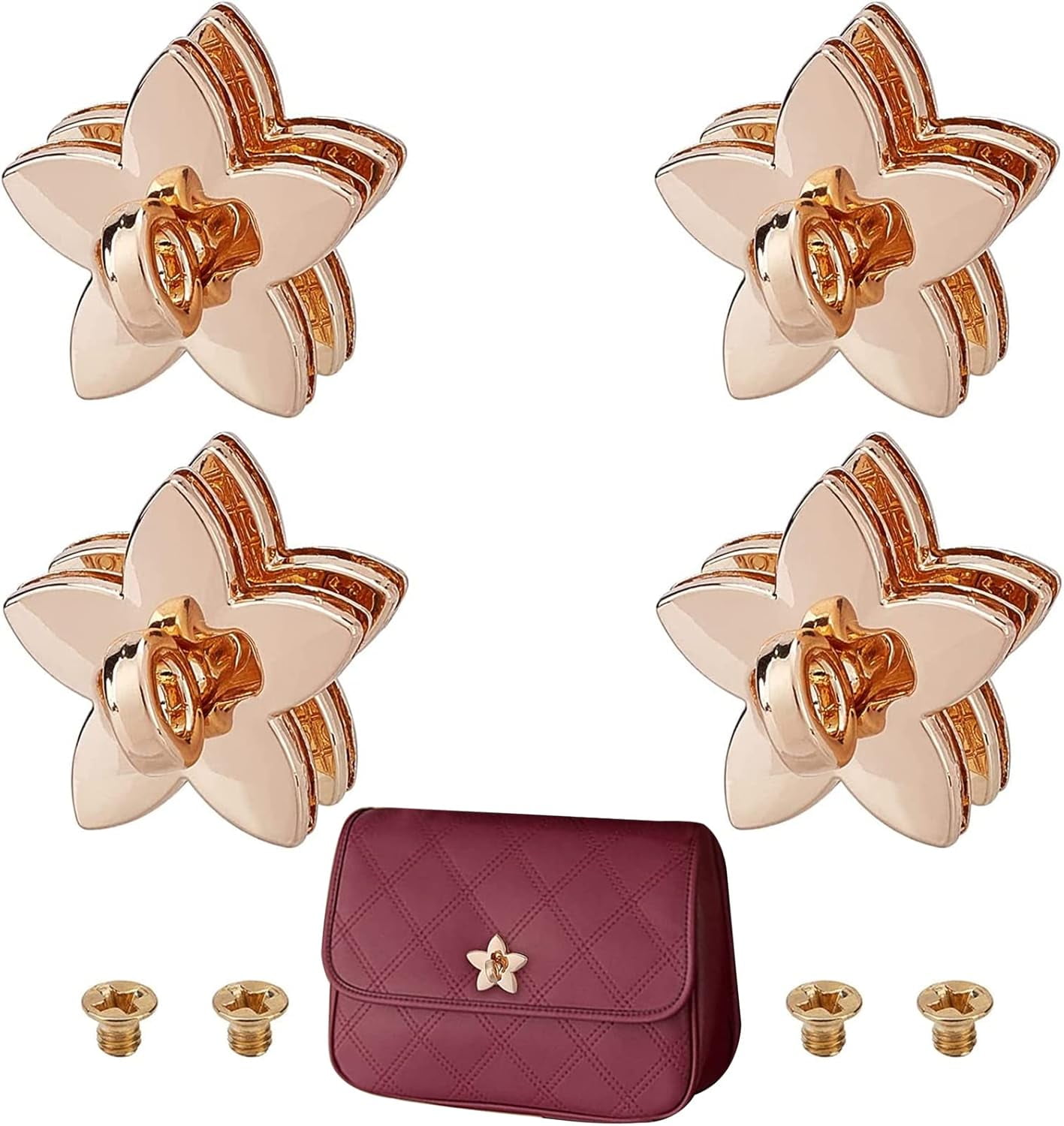 1Bag Zinc Alloy Star Rivets Screw Back & Bag Twist Lock Clasps for DIY ...