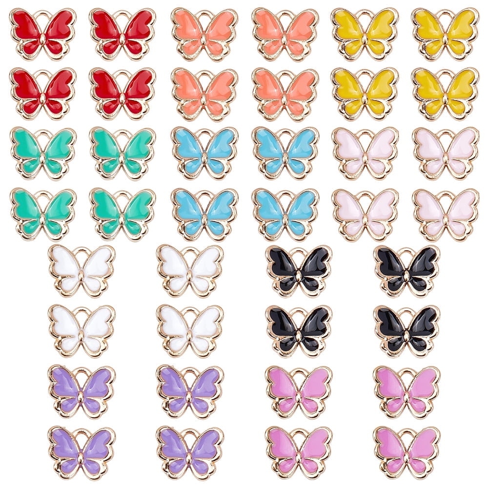 1Box 1 Box 100Pcs 10 Colors Enamel Butterfly Charm Butterflies Charms ...