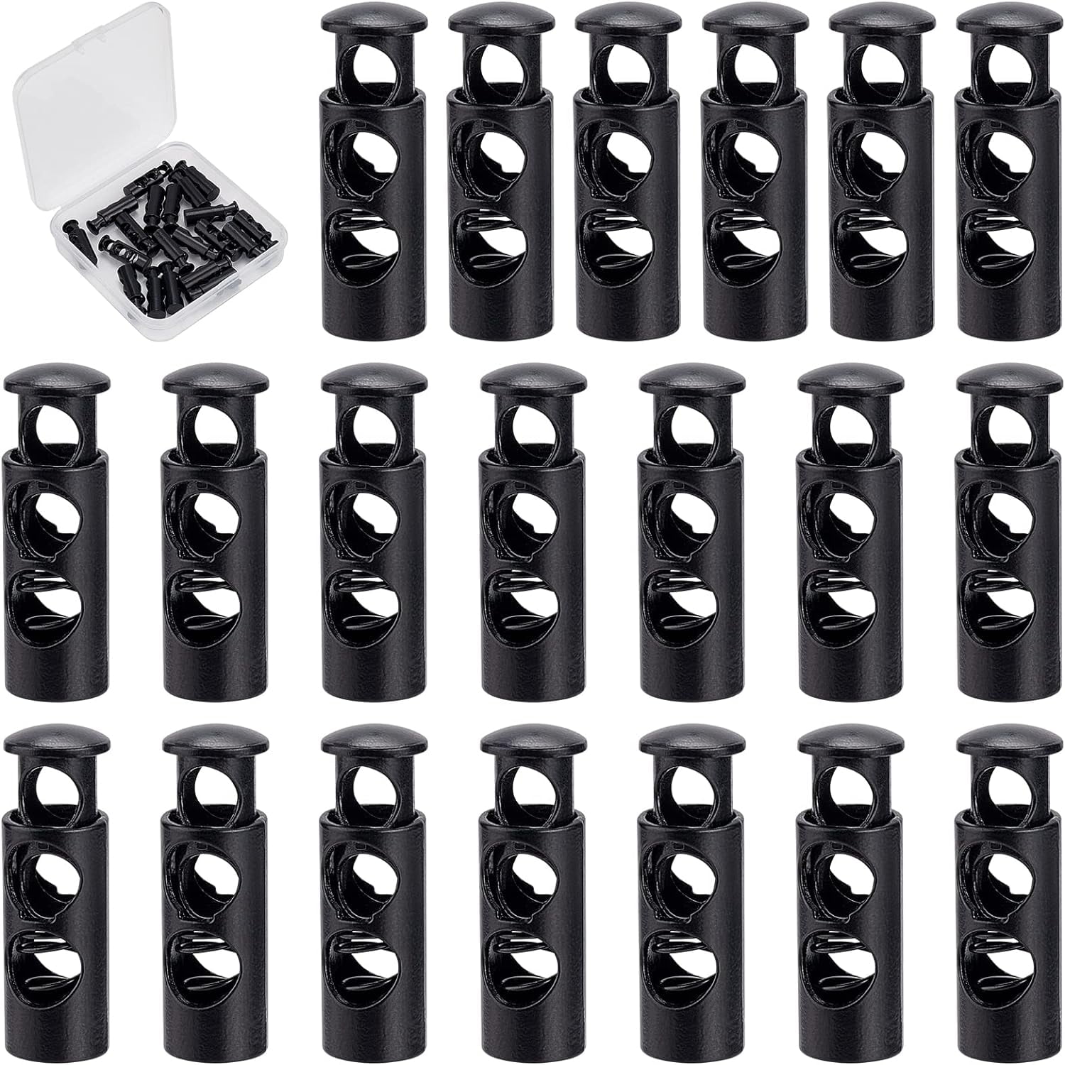 1Box 1 Box 20Pcs Alloy Cord Locks Double Hole Toggle Spring Stopper ...