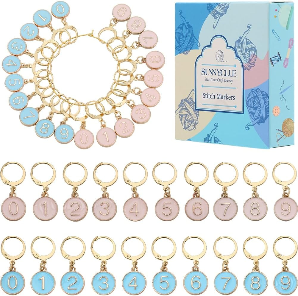 1Box 1 Box 20Pcs Number Stitch Markers Bulk Crochet Marker 1~9 Numbers ...
