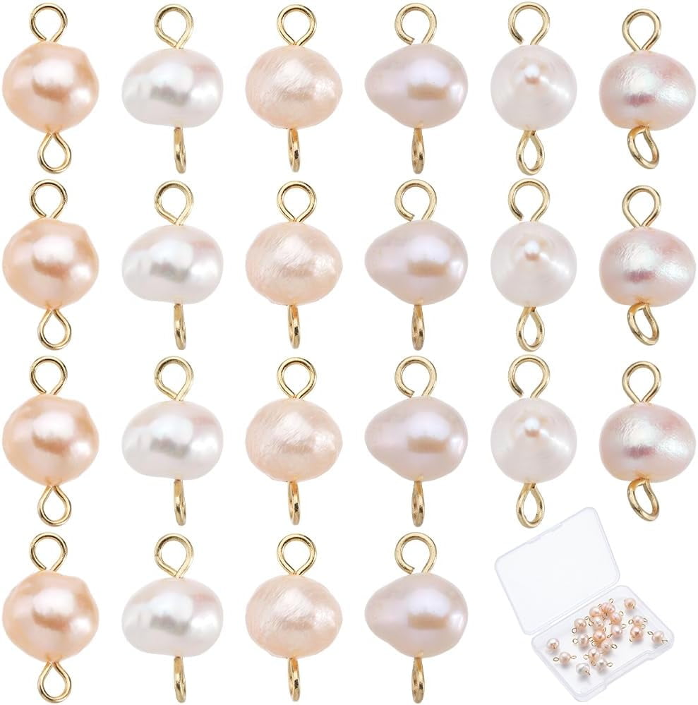 1Box 1 Box 30Pcs Gold Pearls Charms Pearl Connector Beads 304 Stainless ...