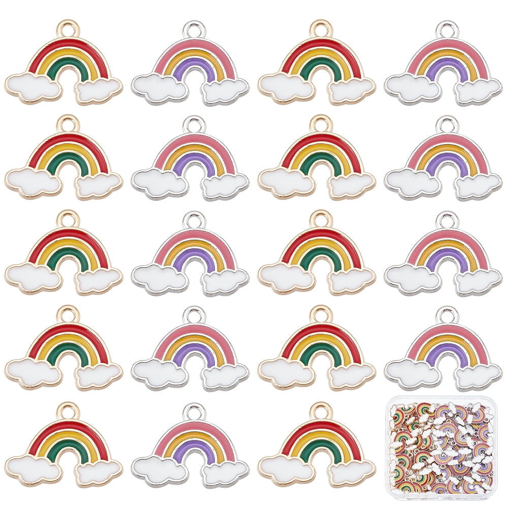 1Box 1 Box 80Pcs 2 Styles Alloy Enamel Rainbow Charm Weather Cloud ...