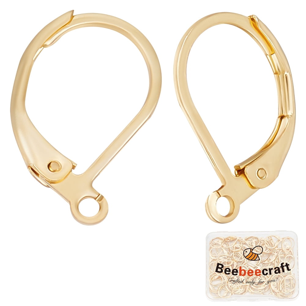 1Box 1 Box 80Pcs Leverback Earring Hooks 24K Gold Plated Stainless ...