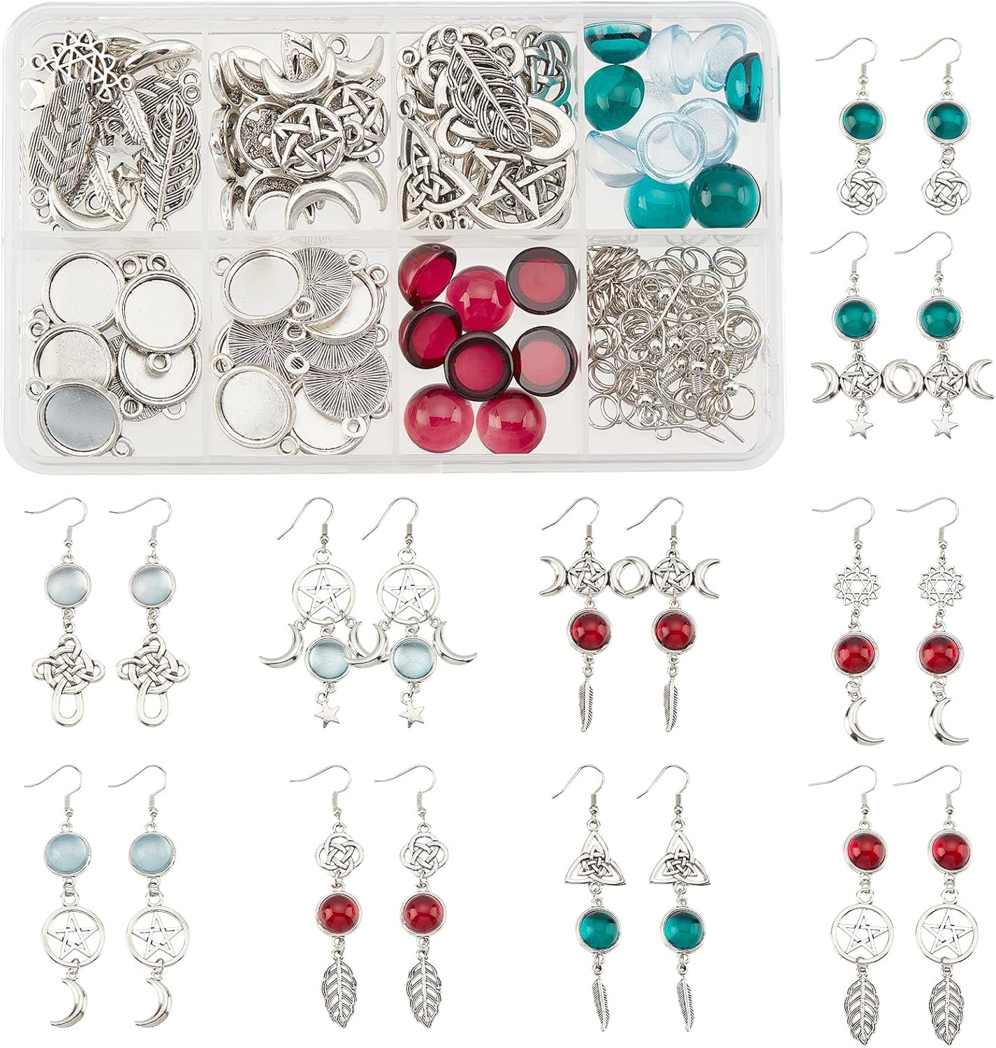 1Box 1 Box DIY Make 10 Pairs Trinity Knot Cabochon Earring Making Kit ...