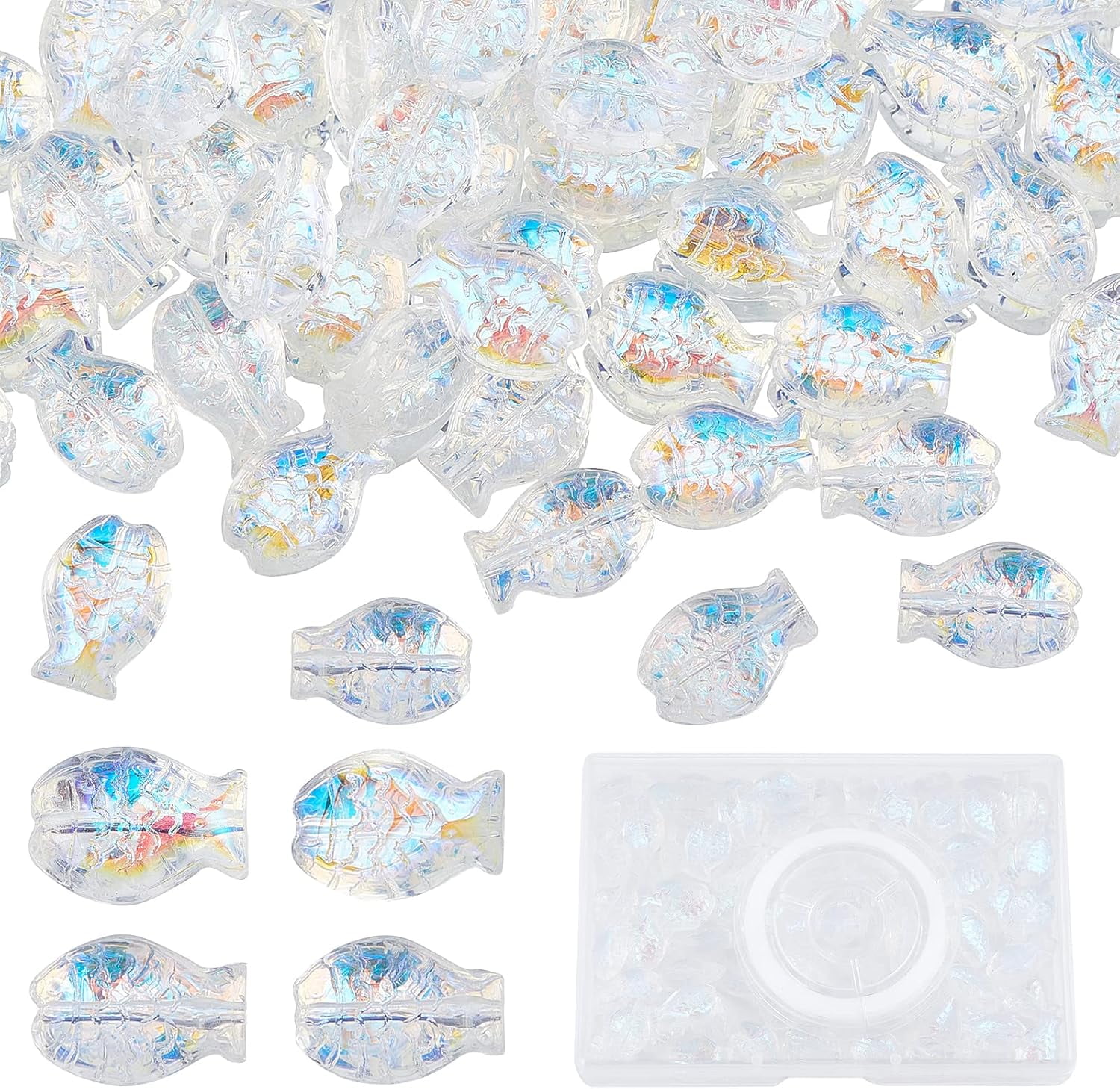 1Box 1 Box Glass Fish Beads Electroplated Glass Ocean Animal Spacer ...