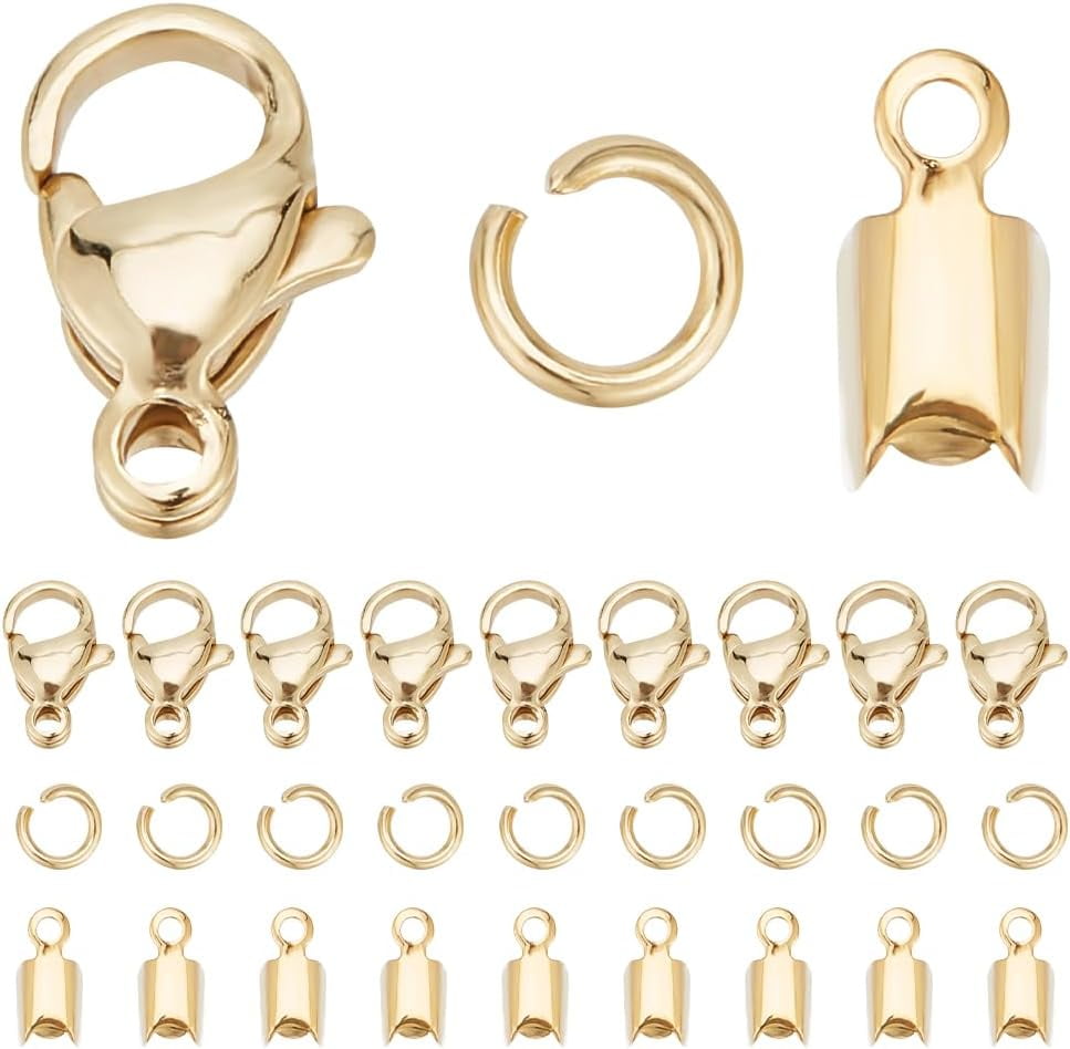 1Box 1 Box Jewelry Making Accessories Kit 18K Gold Plated 80Pcs Snap on ...