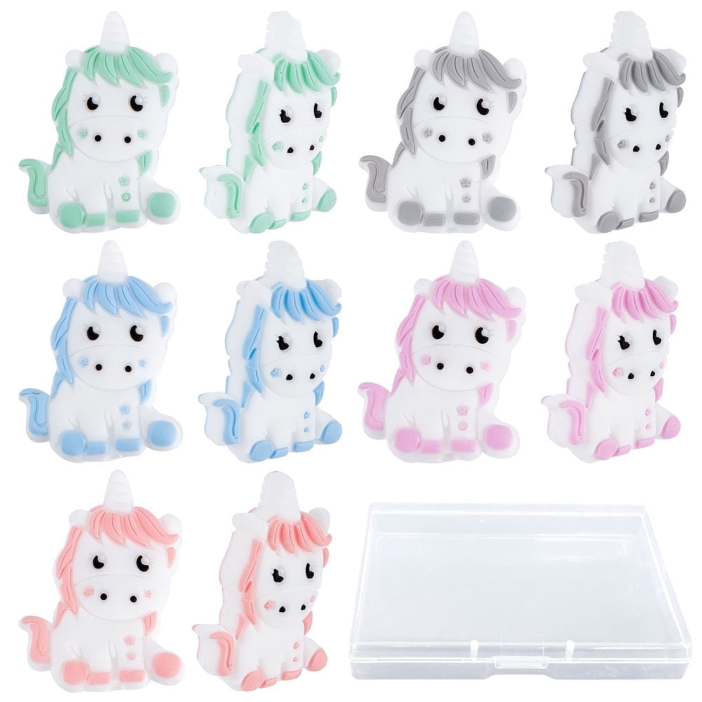 1Box 1 Box Silicone Beads Animals Silicone Bead Kit Unicorn Thick Loose ...