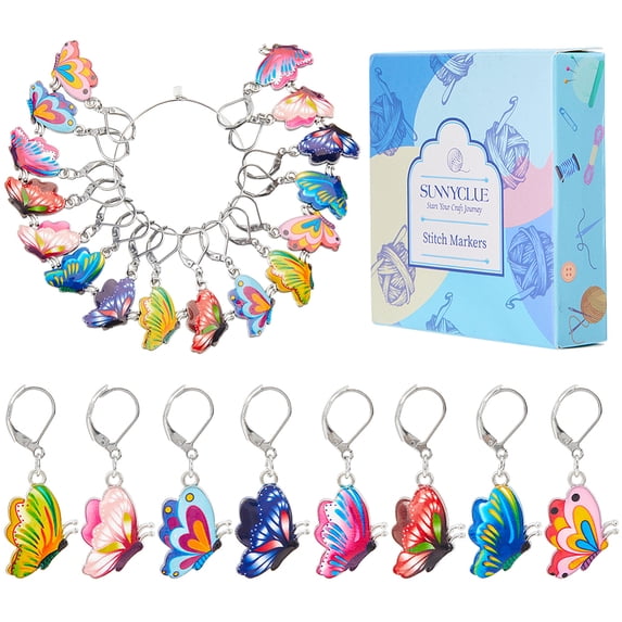 1Box 1 Set Butterfly Alloy Enamel Pendant Locking Stitch Markers ...