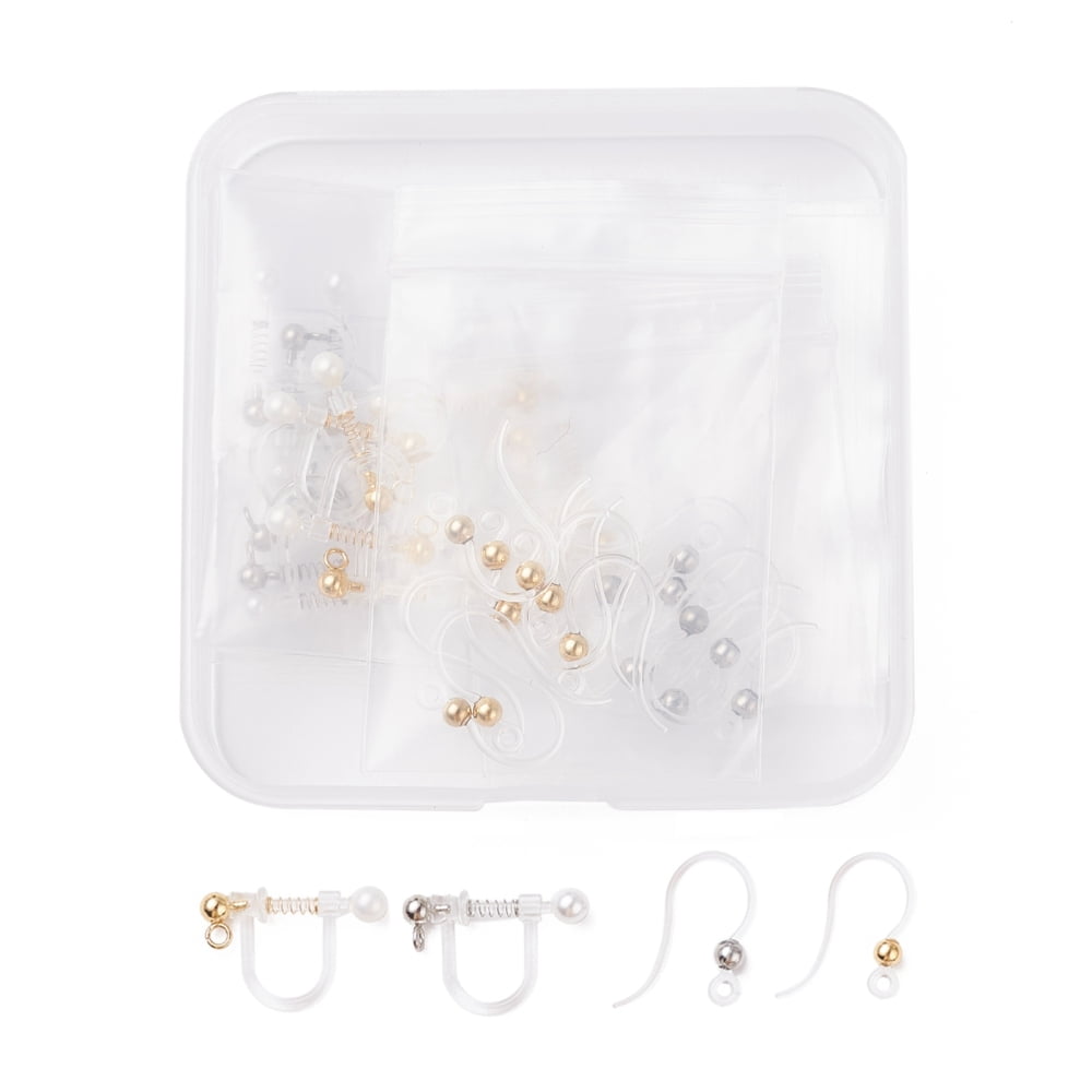 1Box 10 Pairs Plastic Clip-on Earring Findings with Plastic Earring ...