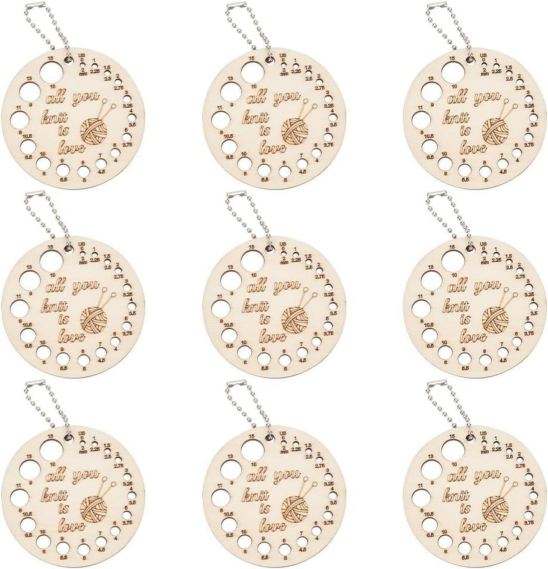1Box 10 Sets Wood Knitting Gauge Rulers with Iron Ball Chains Flat ...