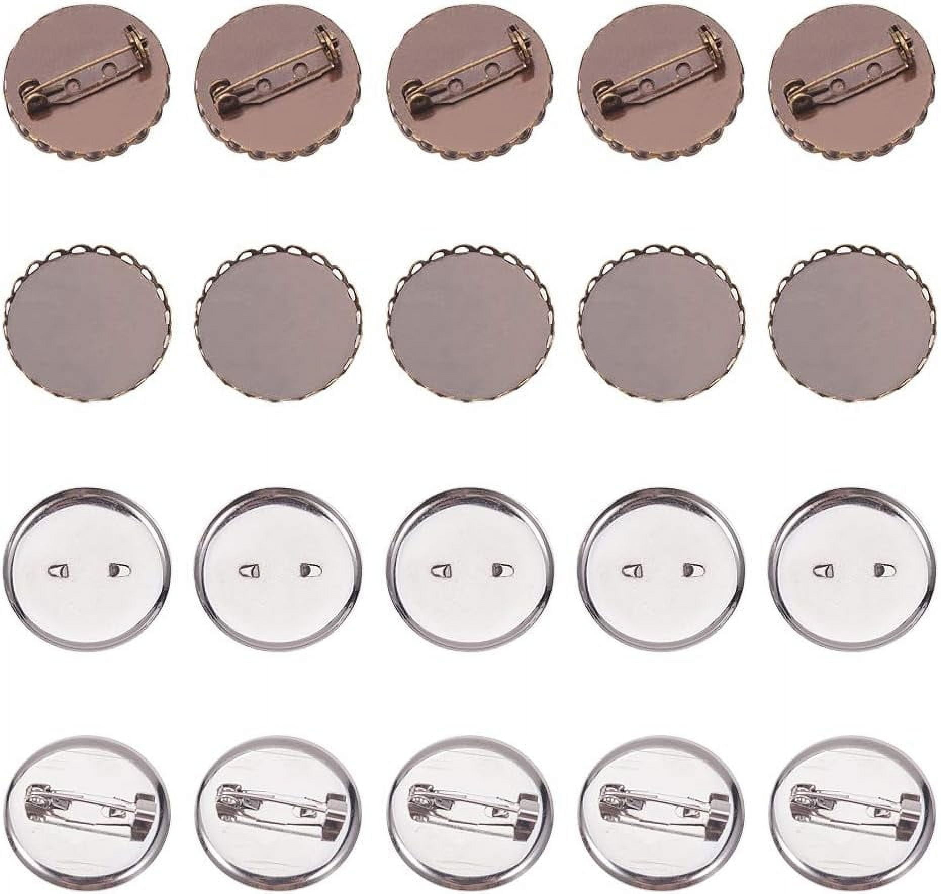 1Box 10 pcs 2 Styles 25mm Iron Brooch Clasps Pin Disk Base Pad Bezel ...