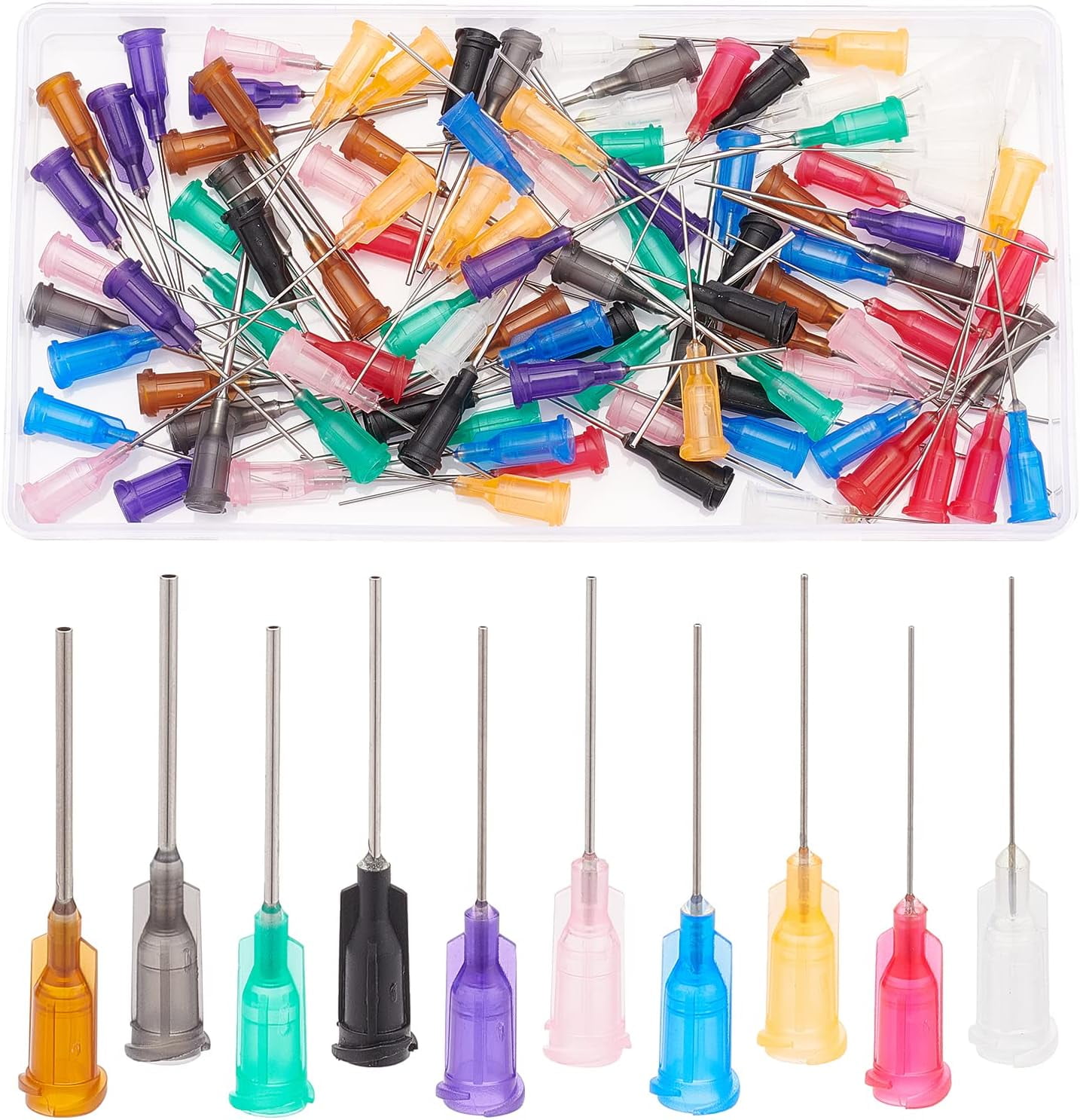 1Box 100PCS 1 Inch 10 Different Gauge Blunt Tip Glue Bottle Needles ...