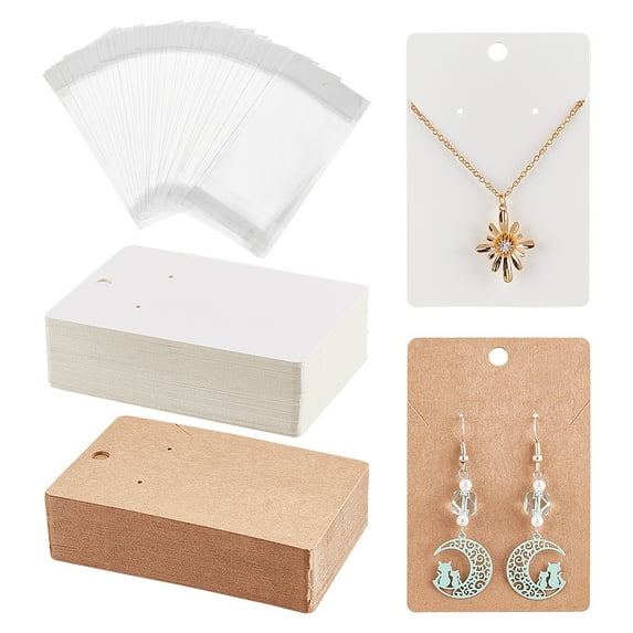 1Box 100Pcs 2 Colors Rectangle Paper One Pair Earring Display Cards ...