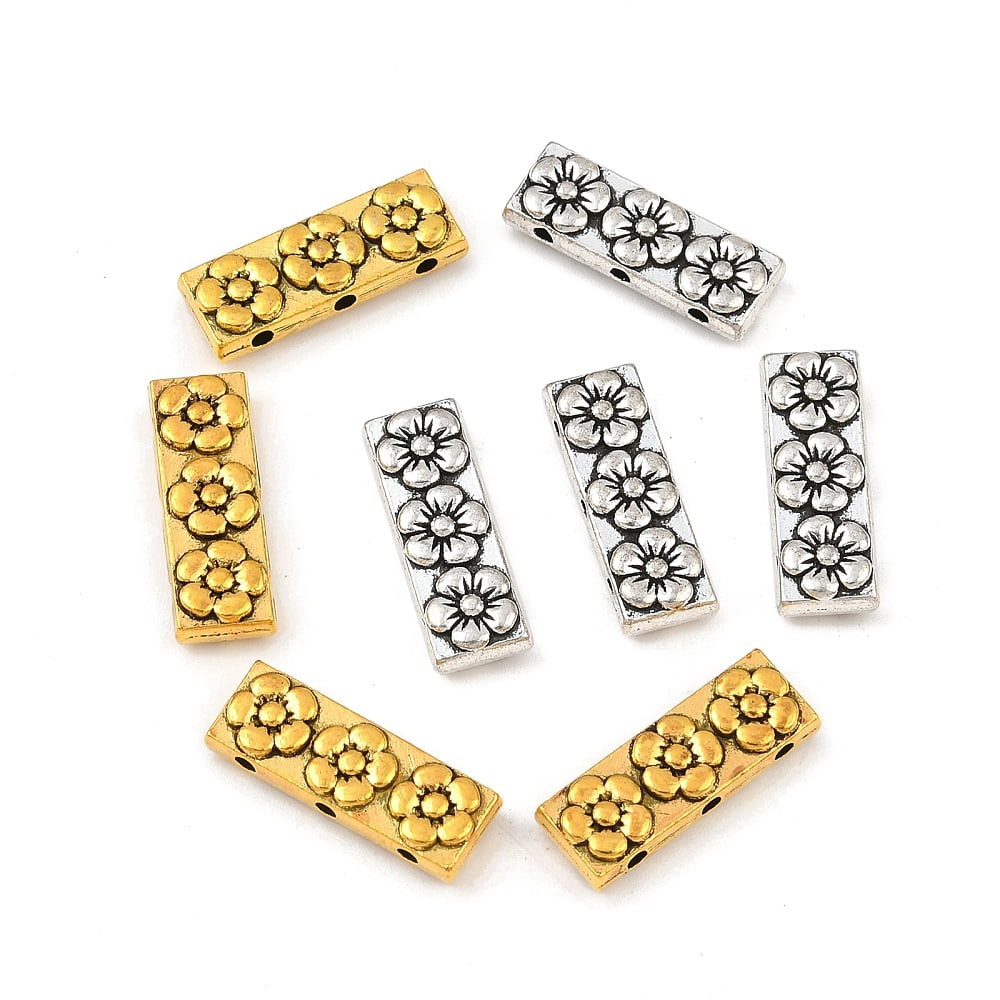 1Box 100Pcs 2 Colors Tibetan Style Alloy Multi-Strand Links Spacer Bar ...