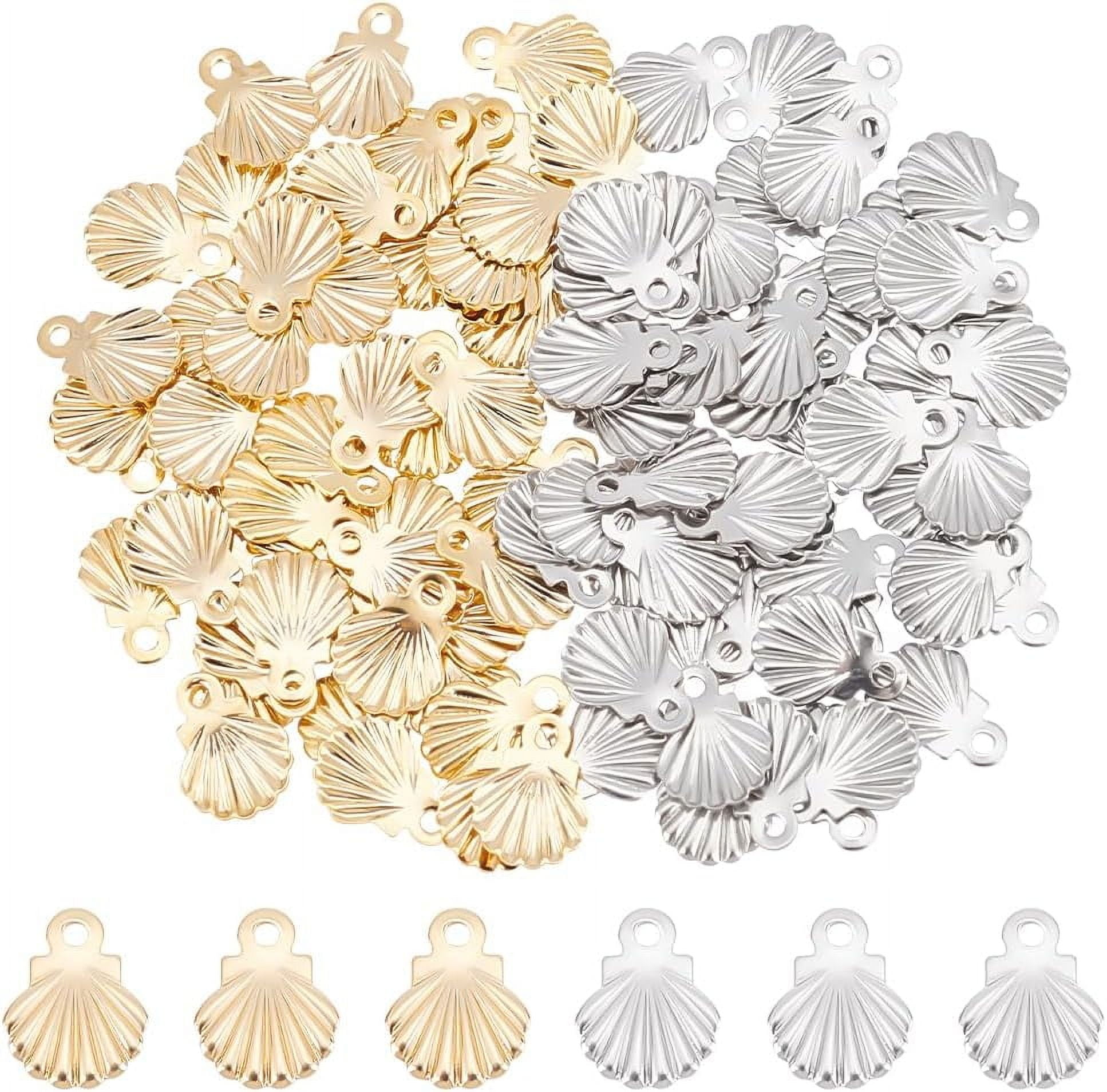 1Box 100Pcs 2 Styles 304 Stainless Steel Charms Laser Cut Scallop Shell ...